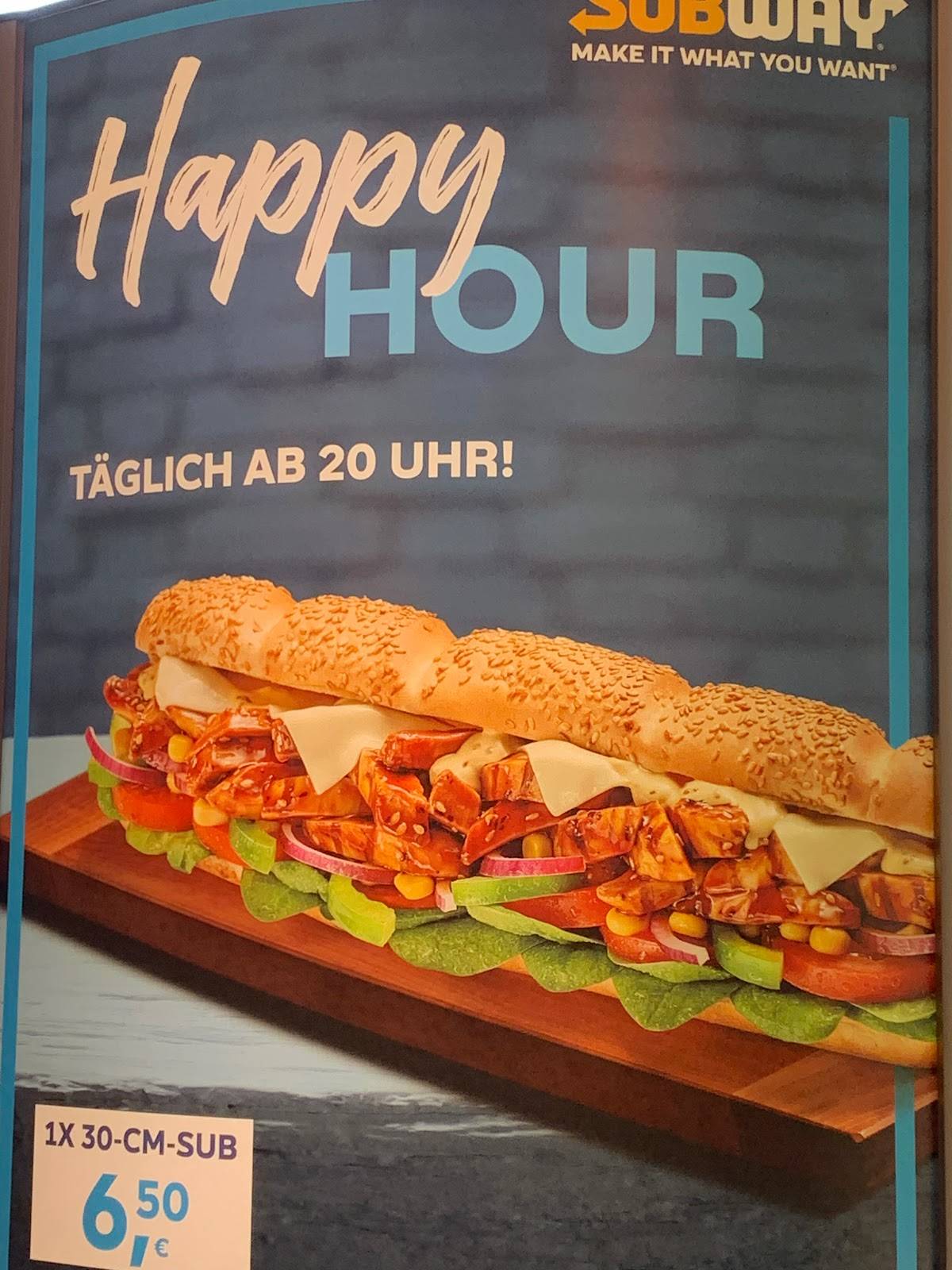 Speisekarte von Subway fast Food, Stadthagen