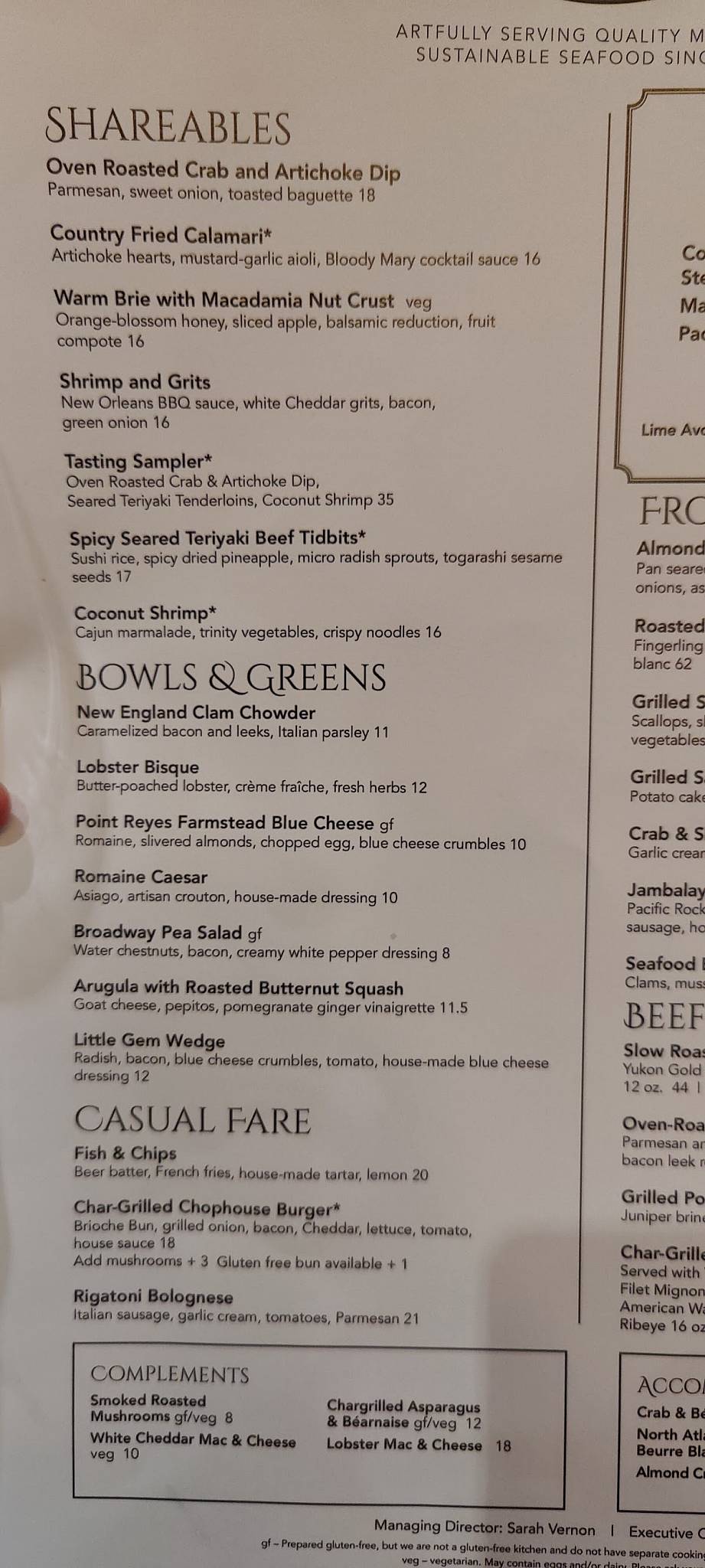 Menu at Stanley & Seafort's steakhouse, Tacoma, 115 E 34th St
