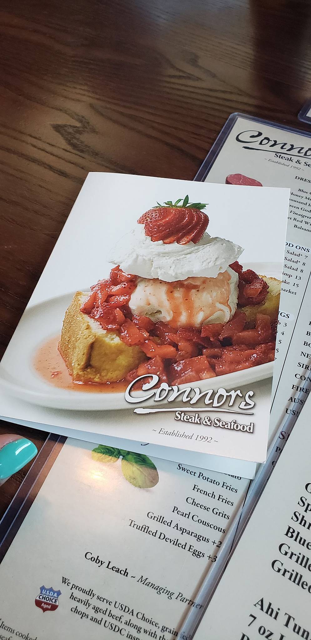 Menu at Connors Steak & Seafood steakhouse, Sarasota