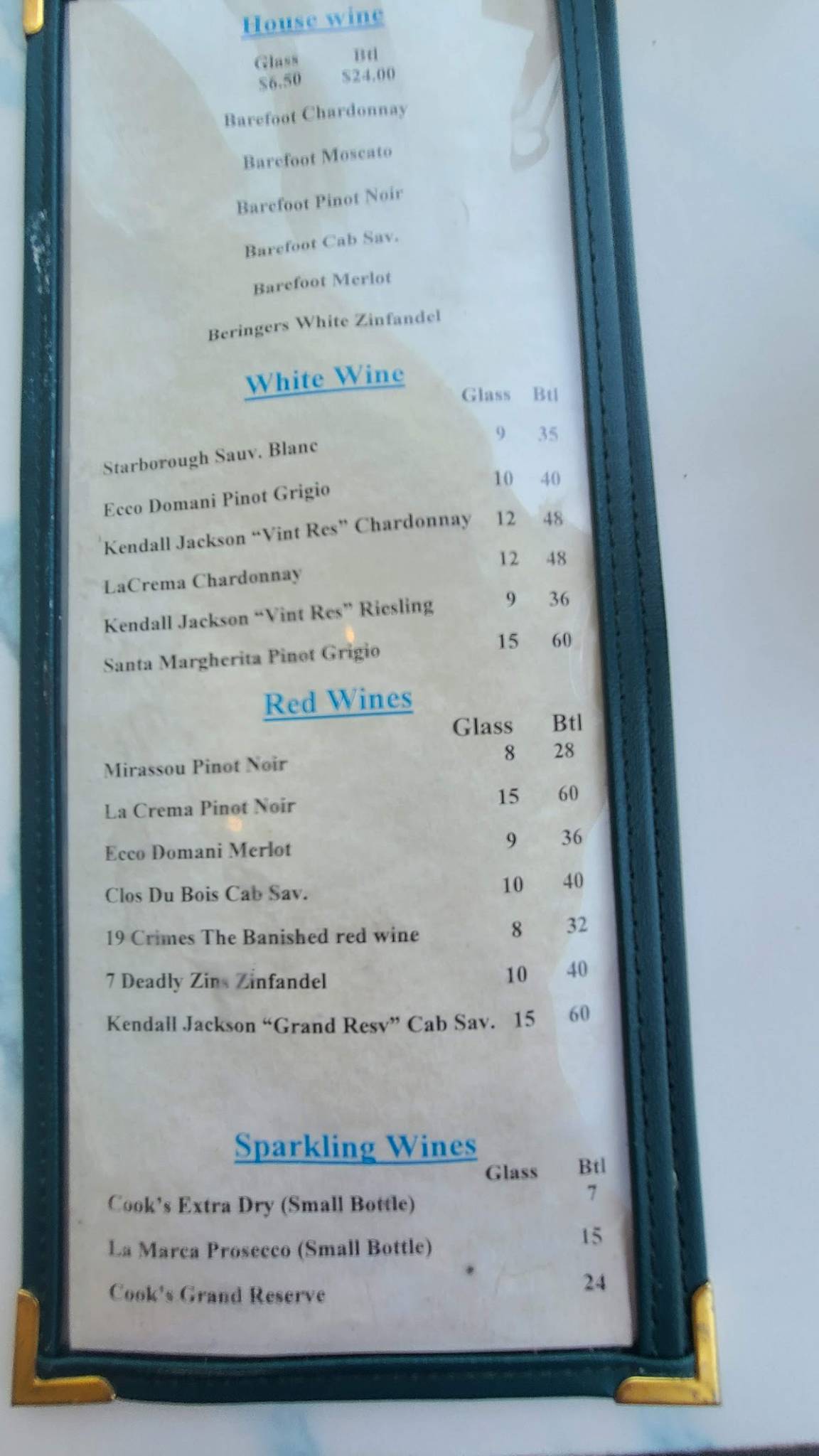 Menu at Steve's Marina Restaurant, Long Beach, 213 Beach Blvd E