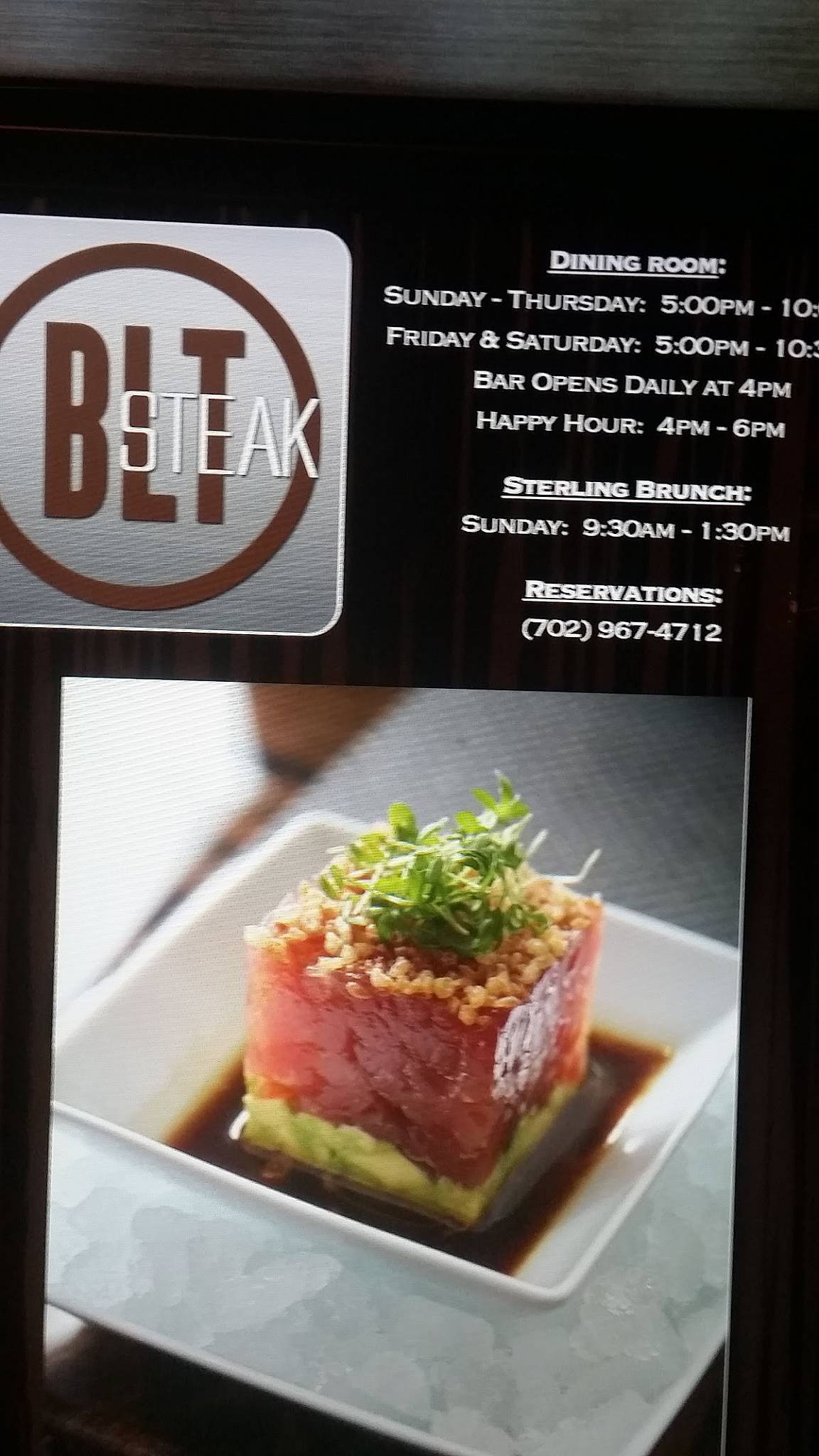 Menu at Sterling Brunch restaurant, Las Vegas