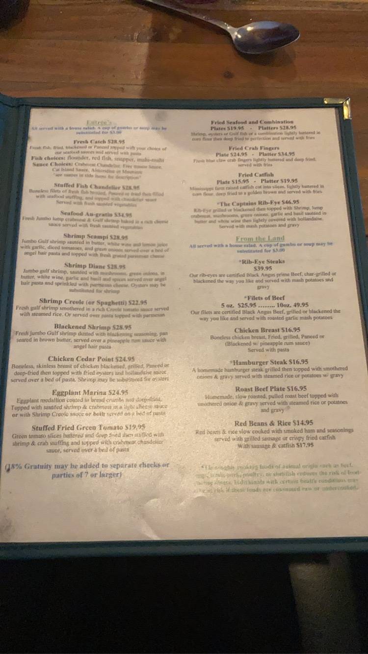 Menu at Steve's Marina Restaurant, Long Beach, 213 Beach Blvd E