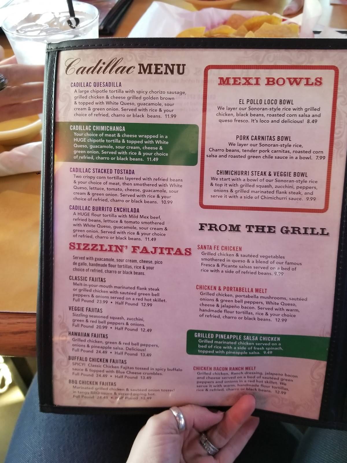 Menu at Mexico Joe's restaurant, Stillwater