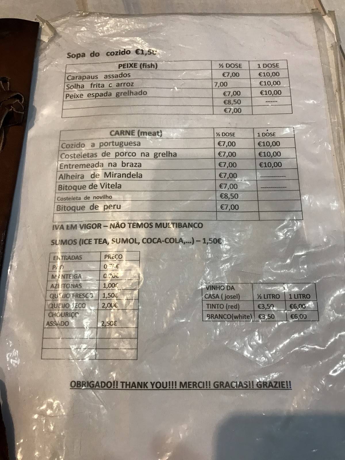 Menu em Super Mário restaurante, Lisboa