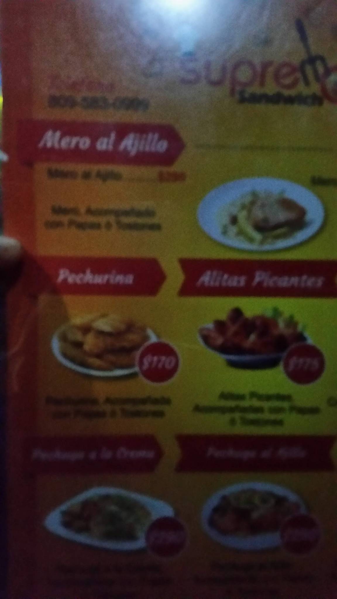 Carta del restaurante Supremo Sandwich, Santiago De Los Caballeros