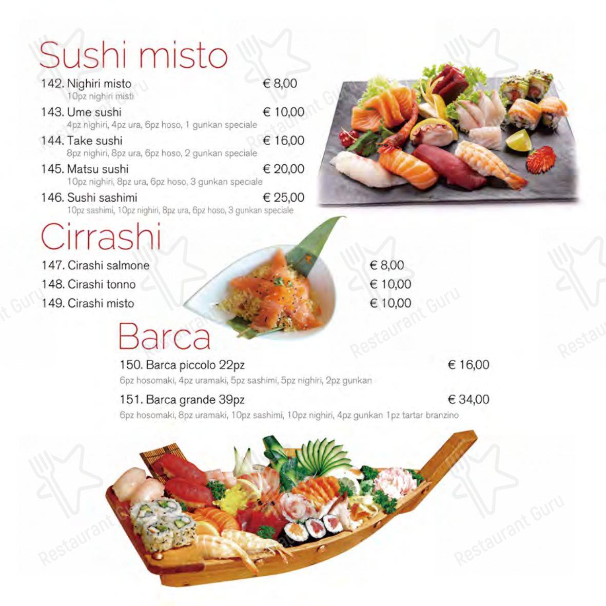 Menu da Ristorante Sushi Ten, Forte dei Marmi