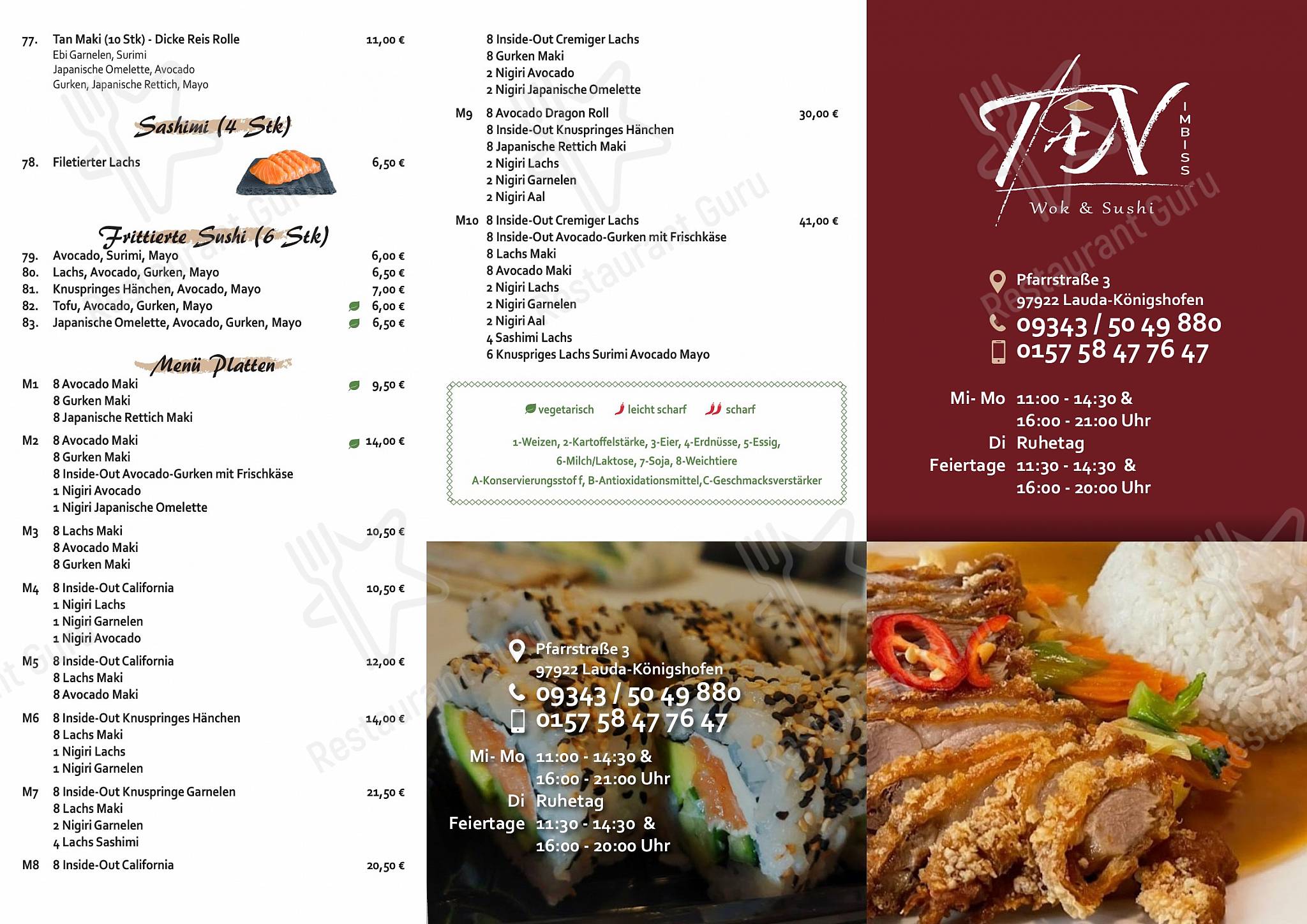 Speisekarte von TAN Imbiss - Wok & Sushi restaurant, Lauda-Königshofen