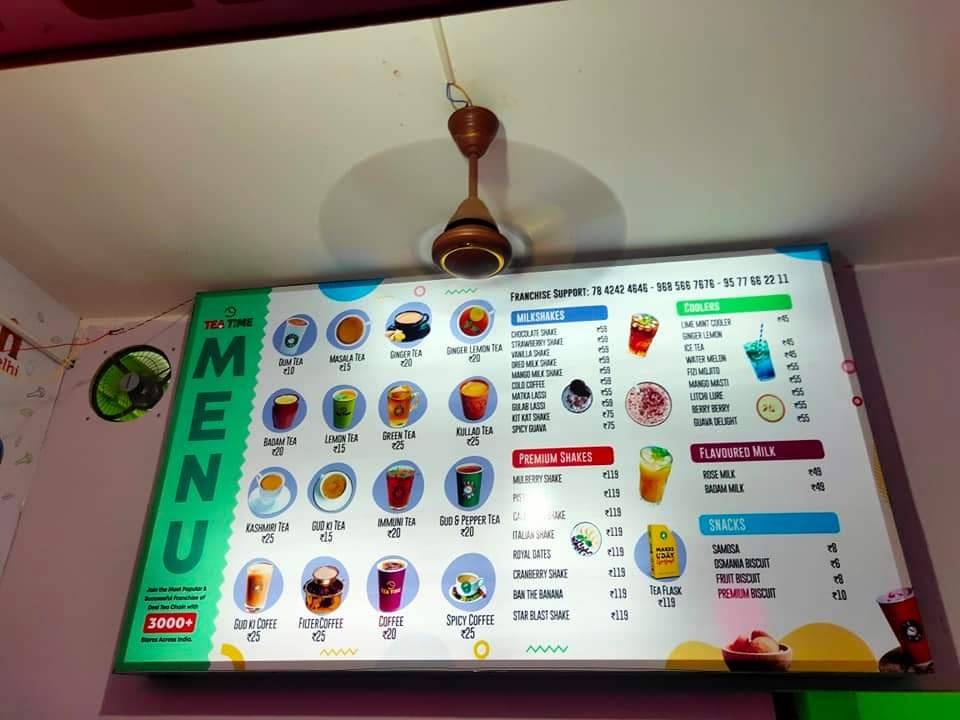 Menu at TEA TIME, Puri, RR7J+9FQ