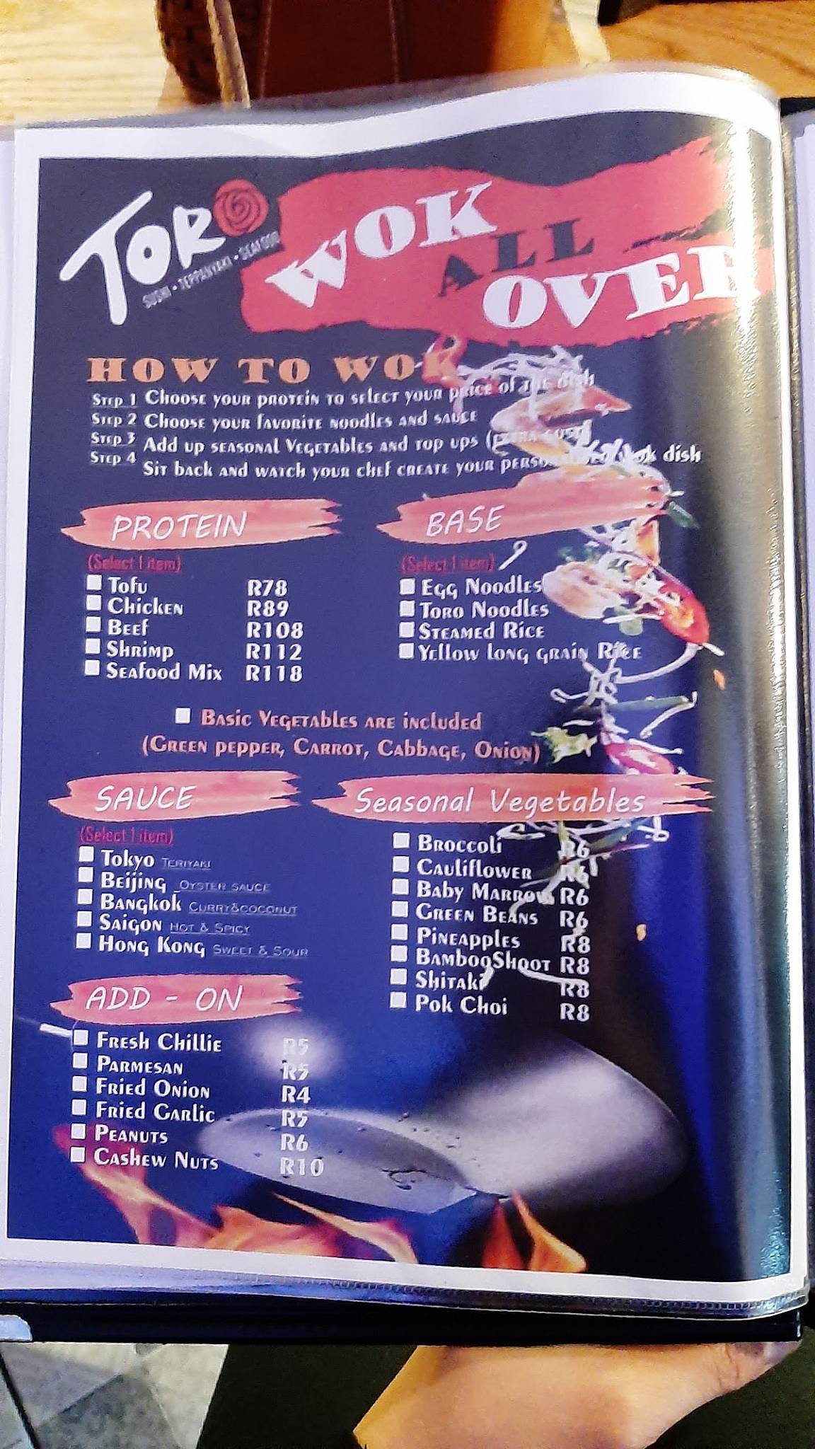 Menu at TORO Sushi, Teppanyaki & Seafood restaurant, Port Elizabeth
