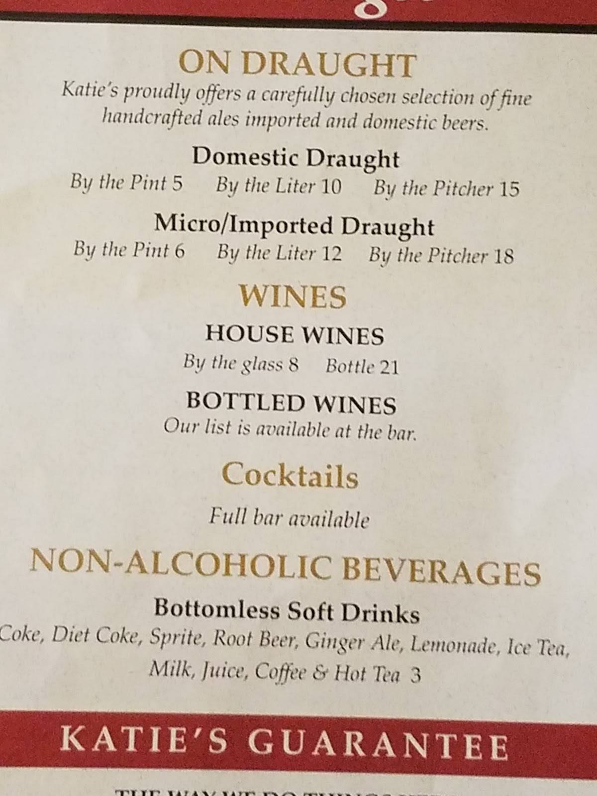 Menu at Katie Downs Waterfront Tavern pub & bar, Tacoma