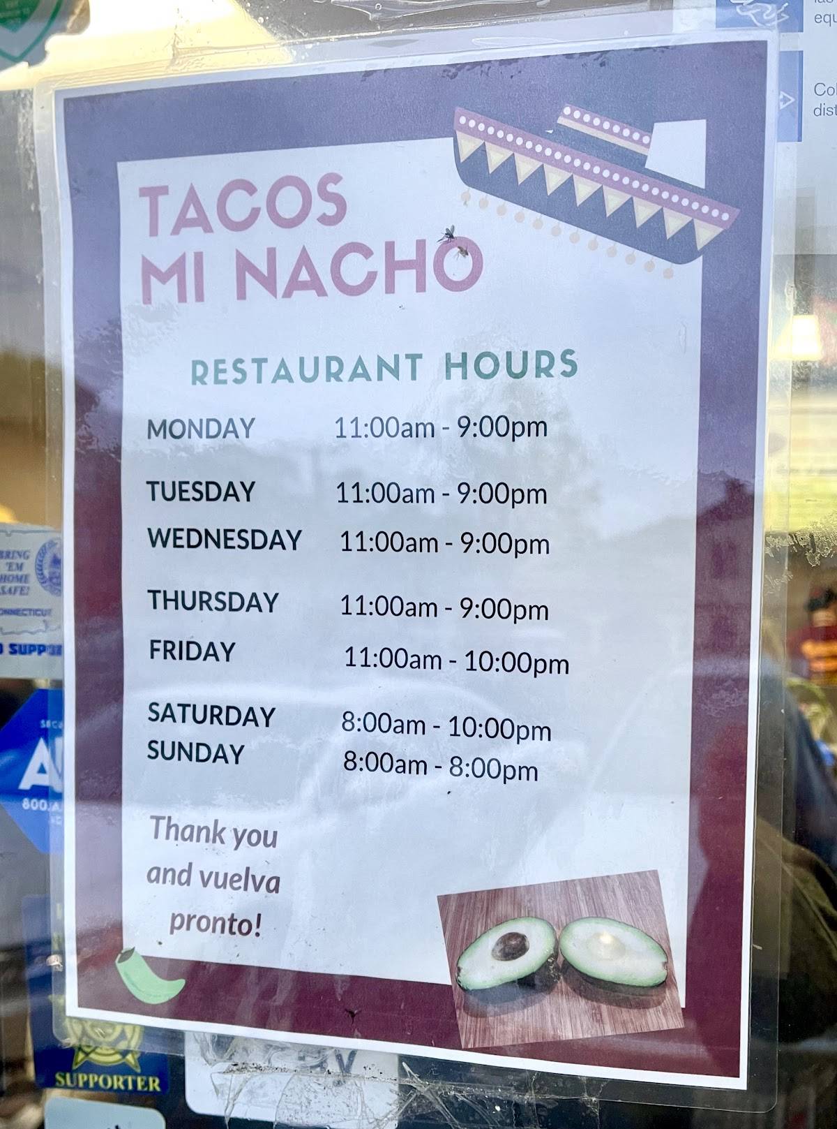 Menu at Tacos Mi Nacho restaurant, Meriden
