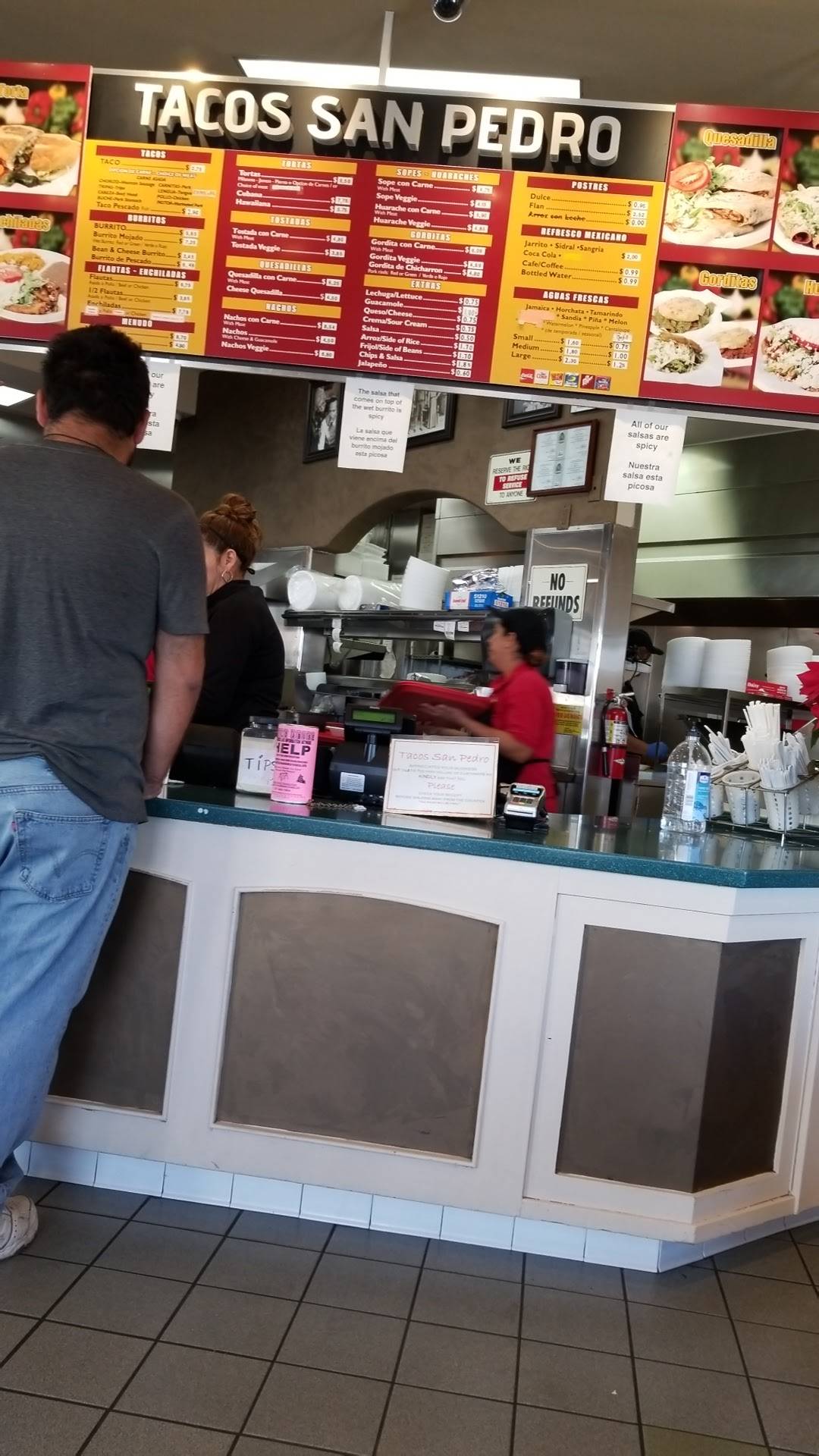 Menu at Tacos San Pedro restaurant, Hawaiian Gardens