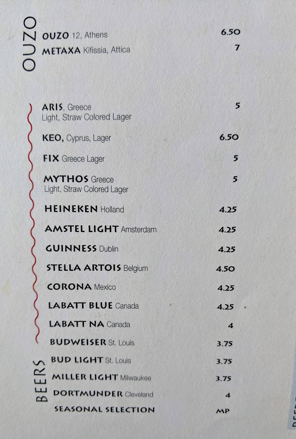 Menu at Taki's Greek Kitchen pub & bar, Avon Lake