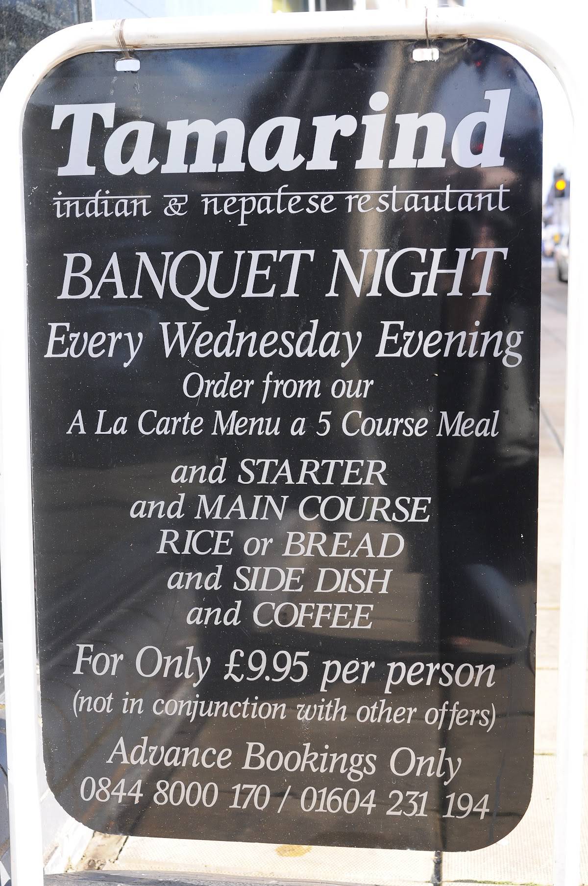 Menu at Tamarind Restaurant, Northampton