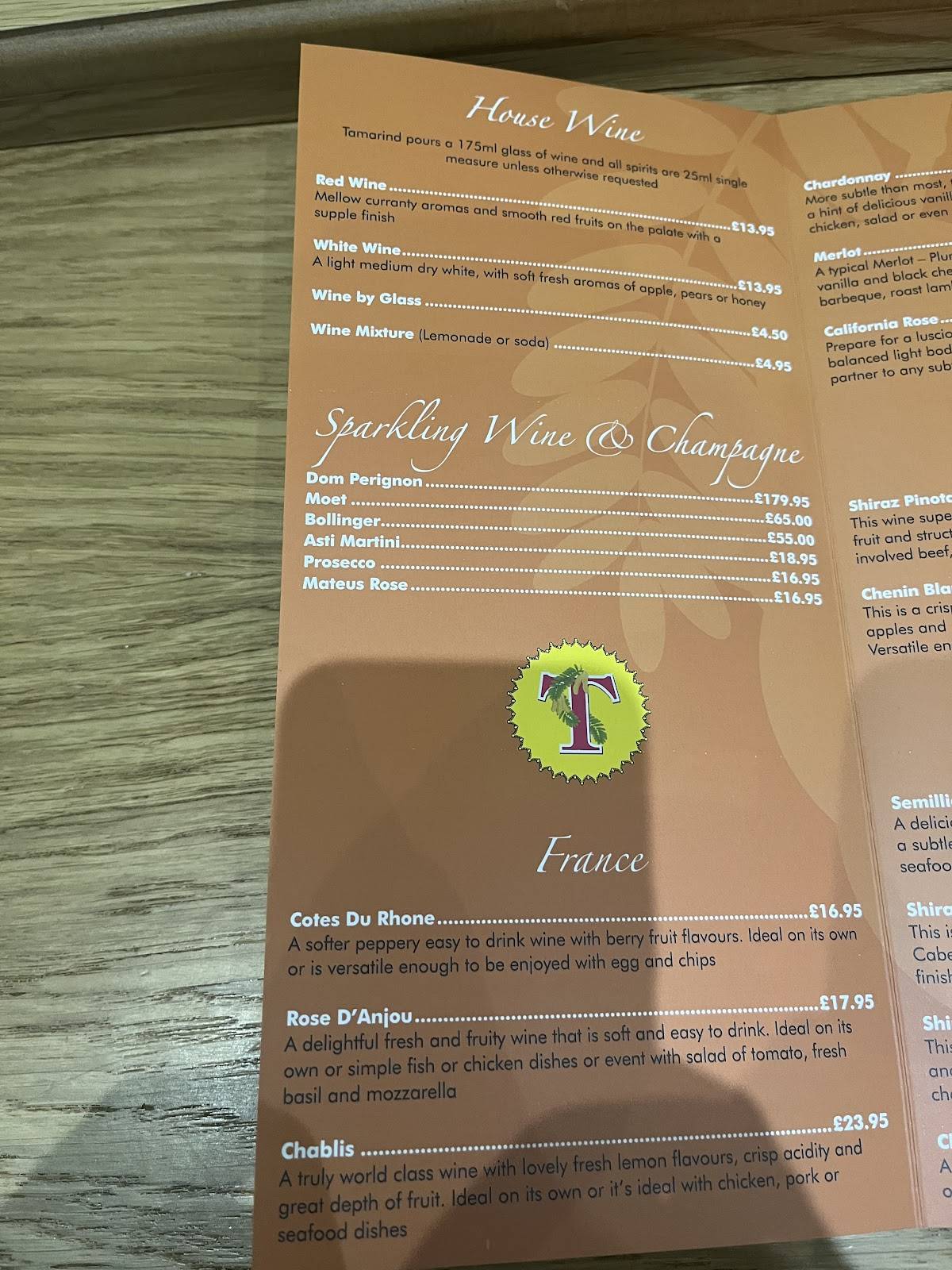 Menu at Tamarind Restaurant & Bar Tredegar, Tredegar