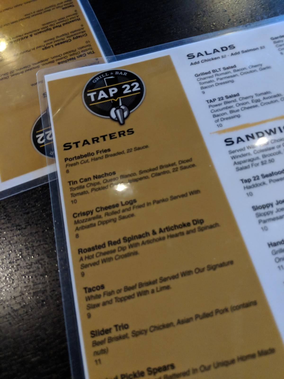 Menu at Tap 22 Grill & Bar, Silvis