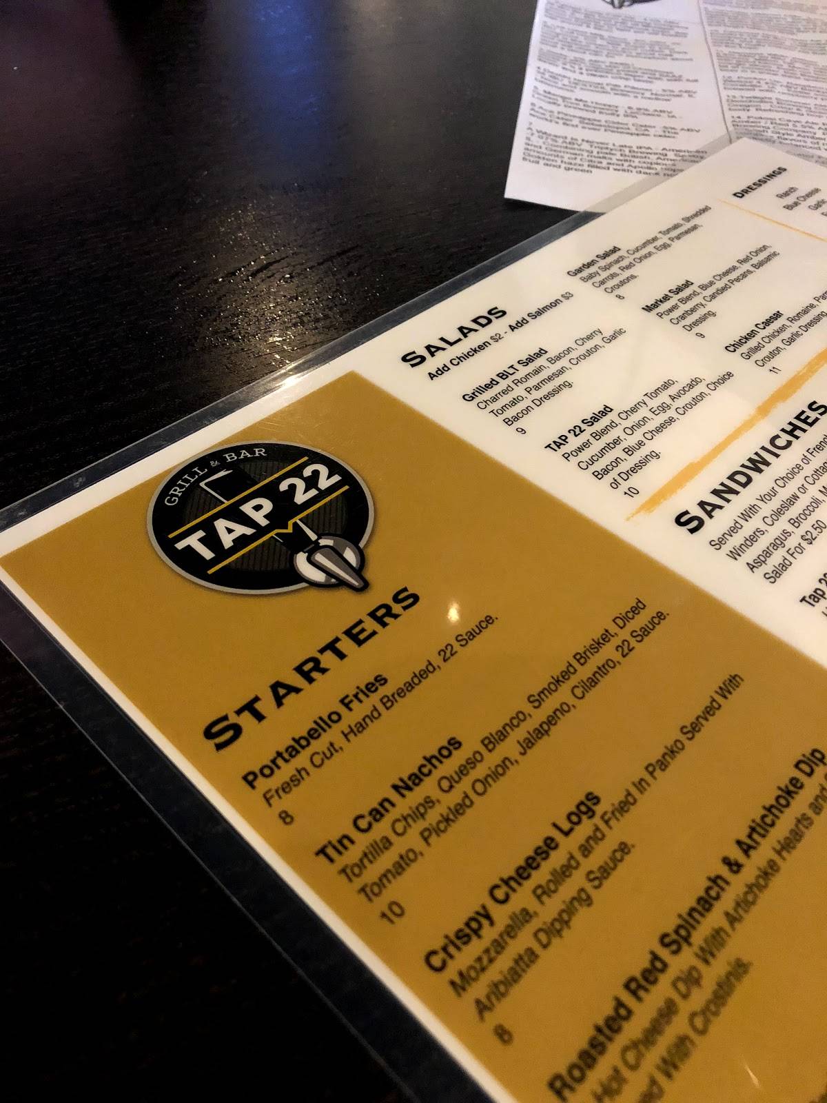 Menu at Tap 22 Grill & Bar, Silvis