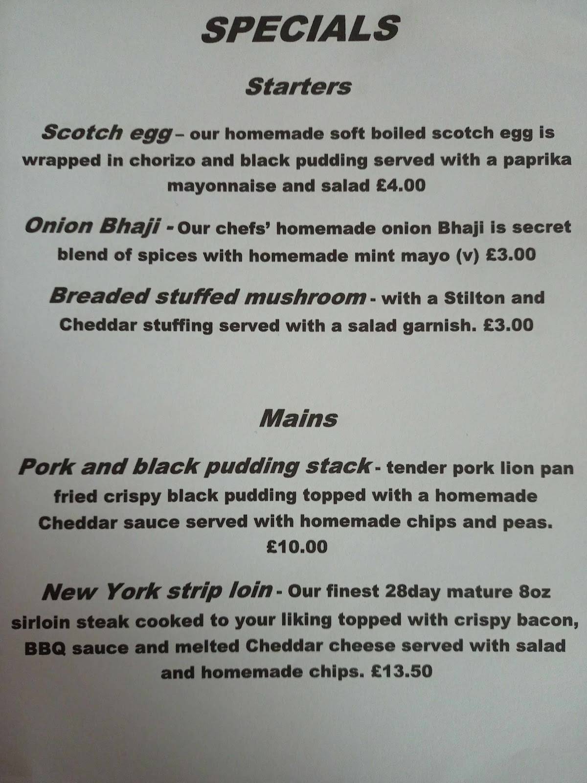 Menu at The Ship Inn pub & bar, Tean, Cheadle Rd