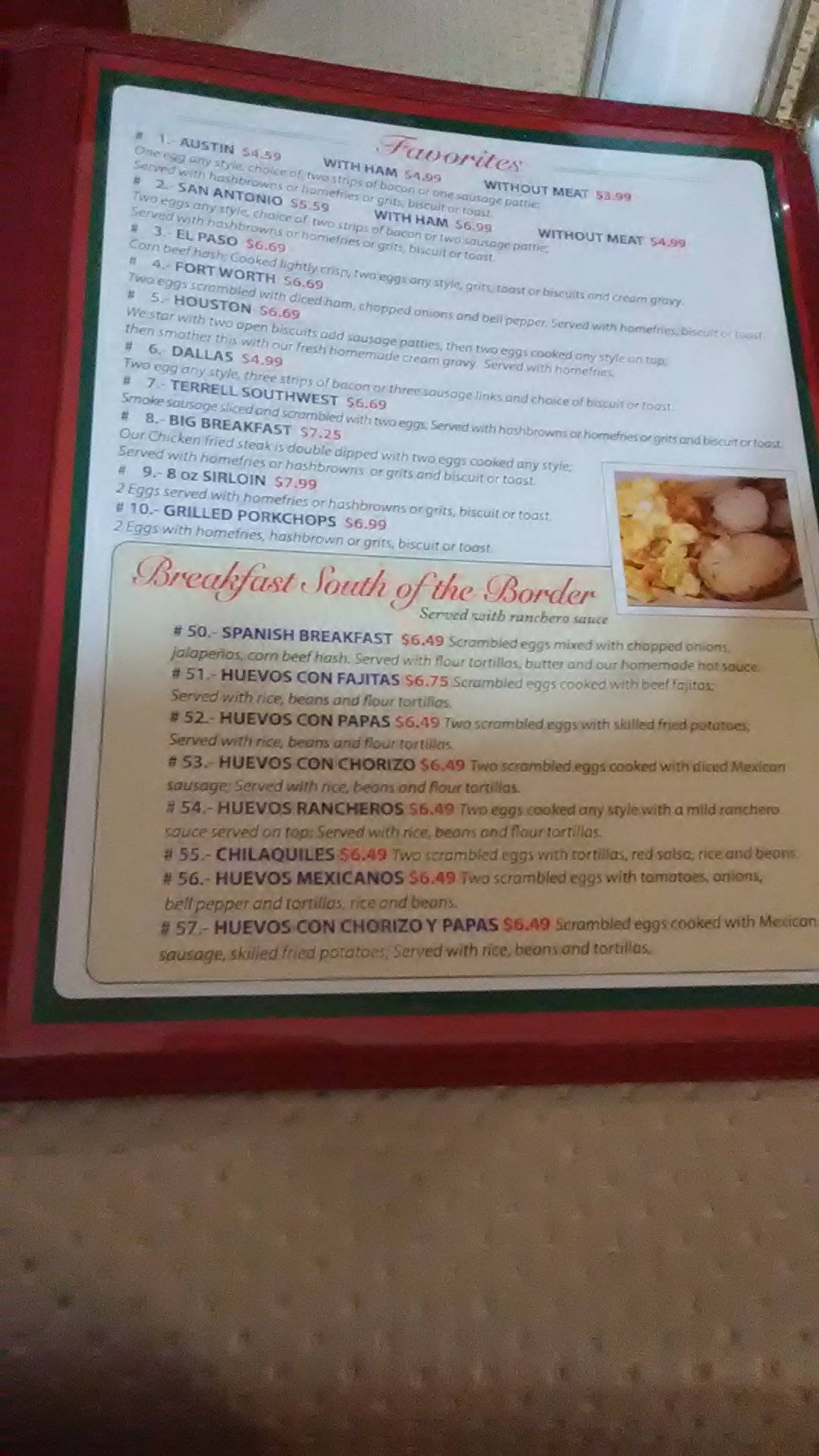 Menu at Terrell Cafe, Terrell, 801 E Moore Ave