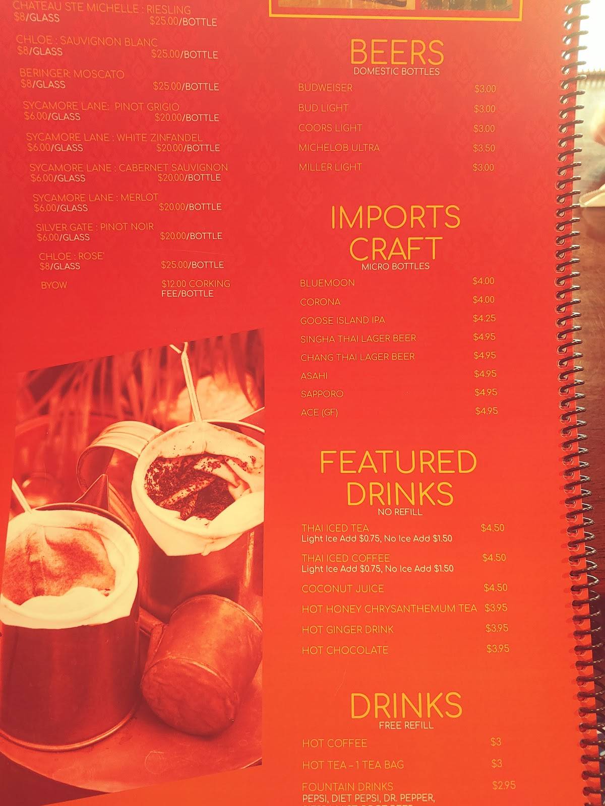 Menu at Thai D'Lish restaurant, Quincy