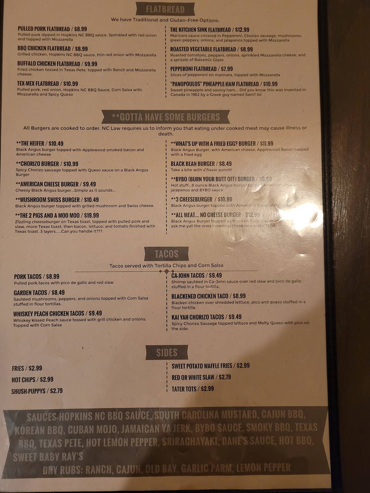 Menu at That Little Pork Shop BBQ, Eden