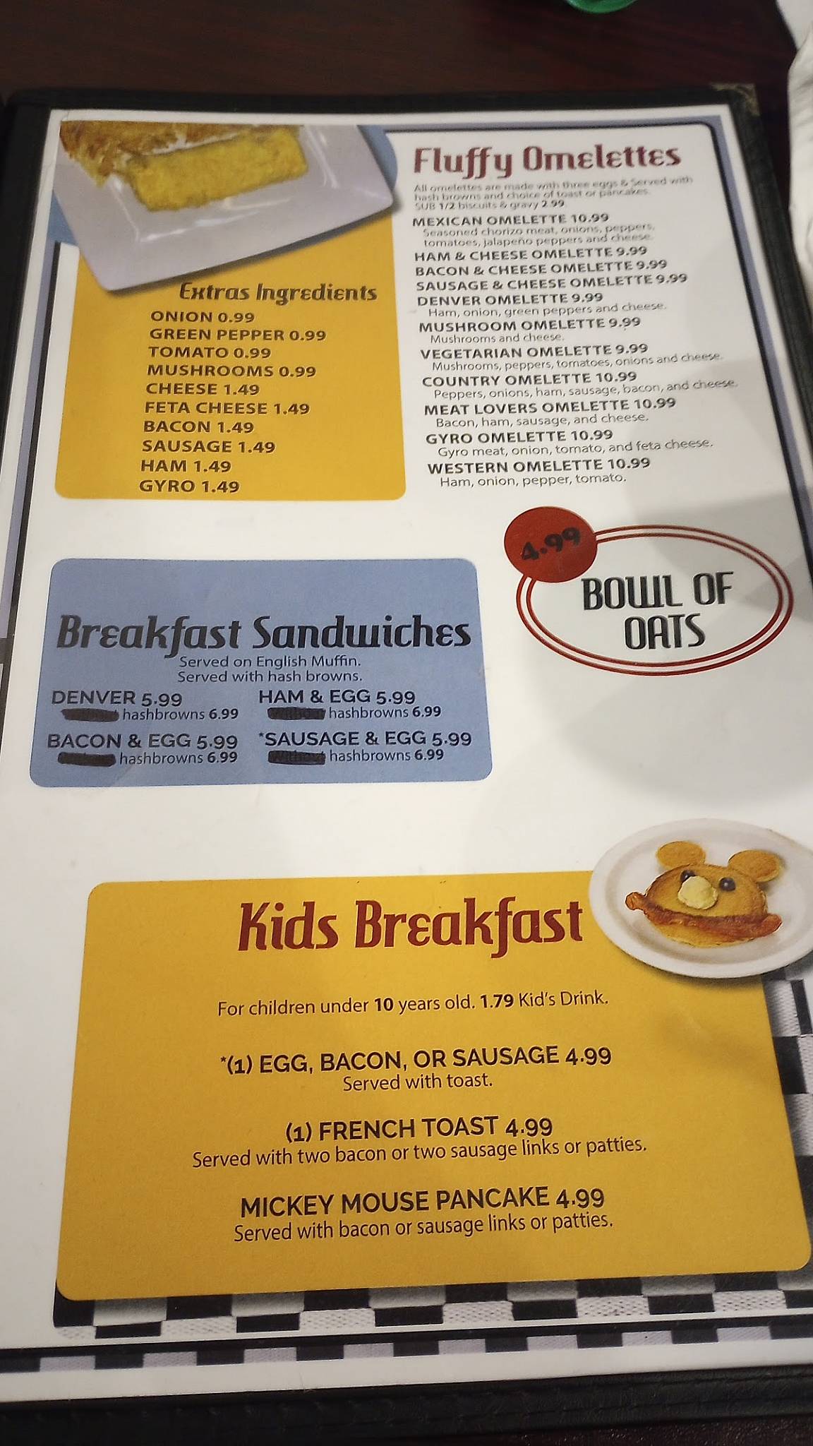 Menu at The 87 Diner restaurant, Boonville