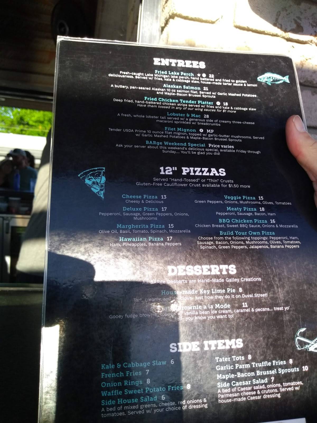 Menu at The BARge, Saugatuck