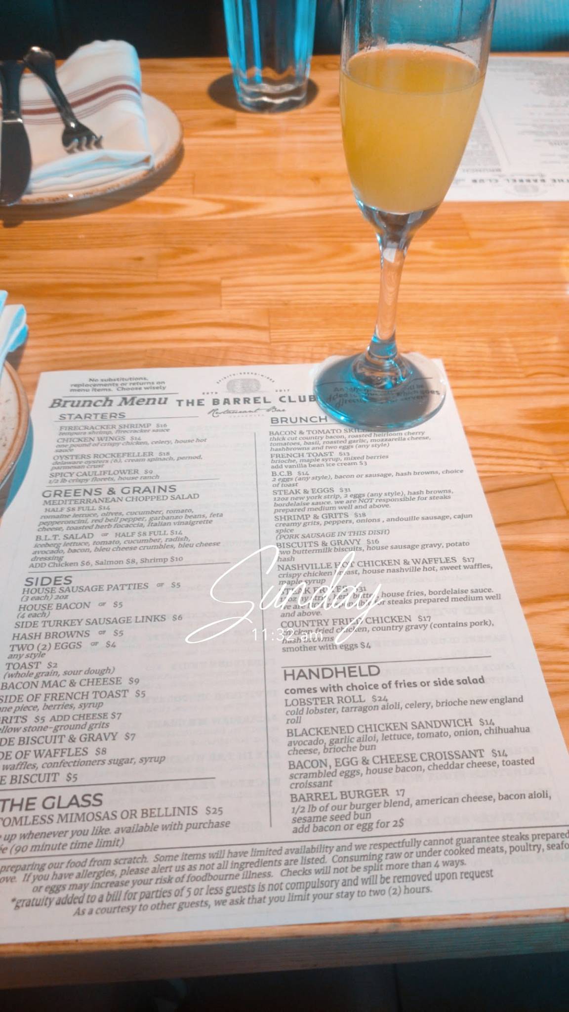Menu at The Barrel Club, Oak Lawn