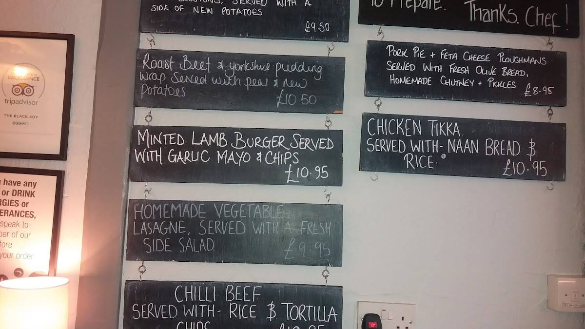 Menu at The Black Boy, Weeley pub & bar, Clacton-on-Sea