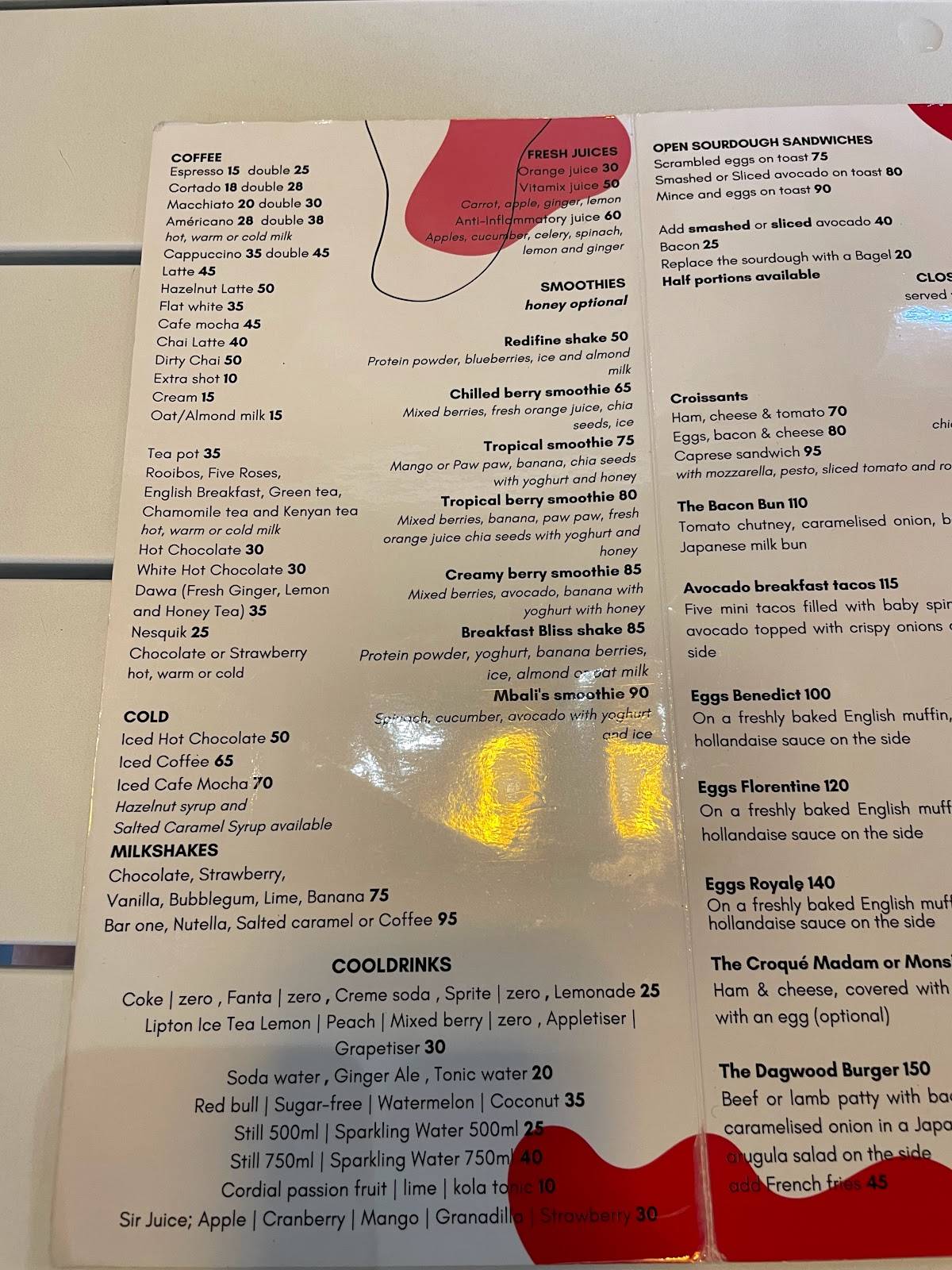 Menu at The Breakfast Room restaurant, Durban