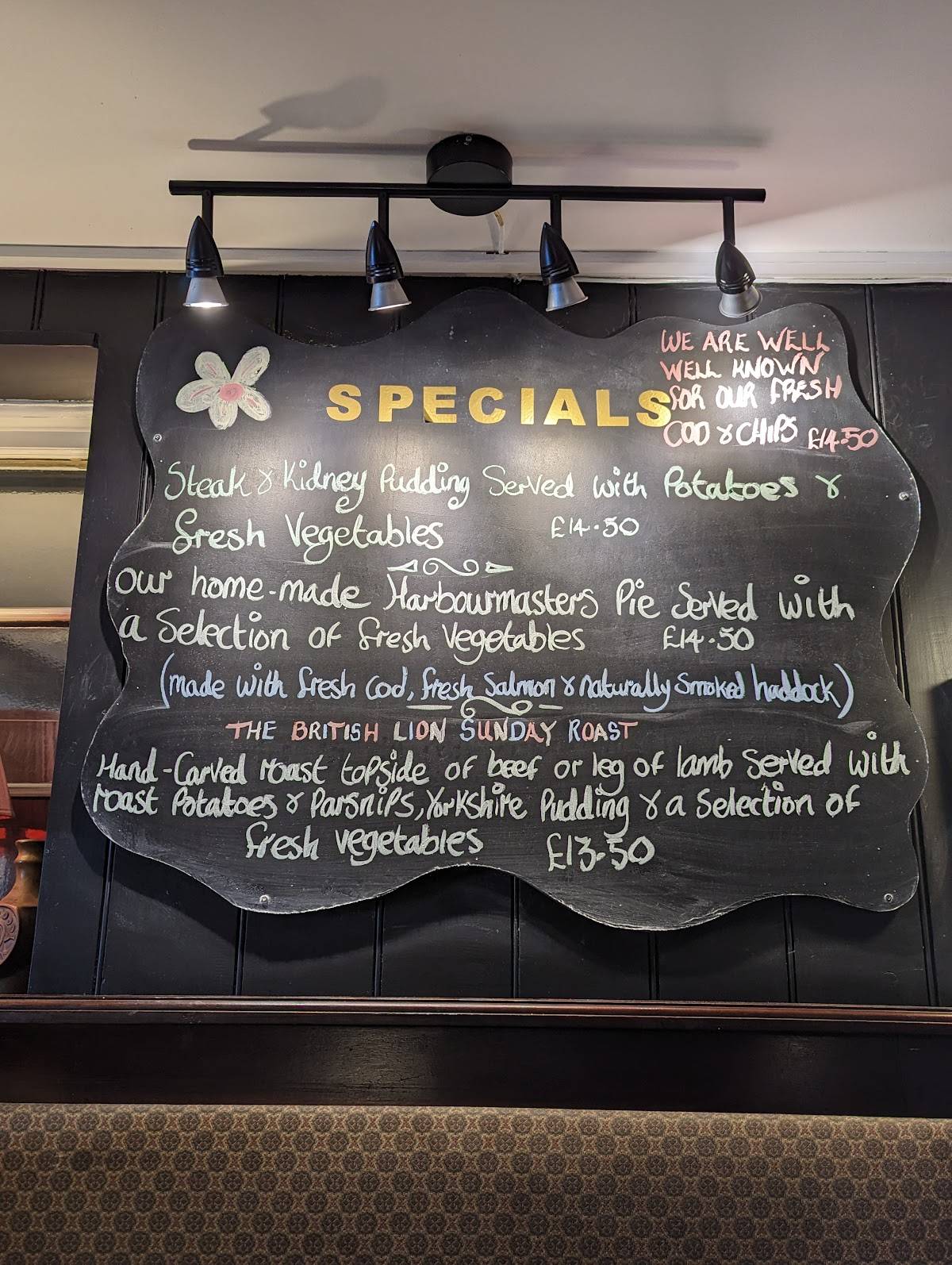 Menu at The British Lion pub & bar, Folkestone, 8-10 The Bayle