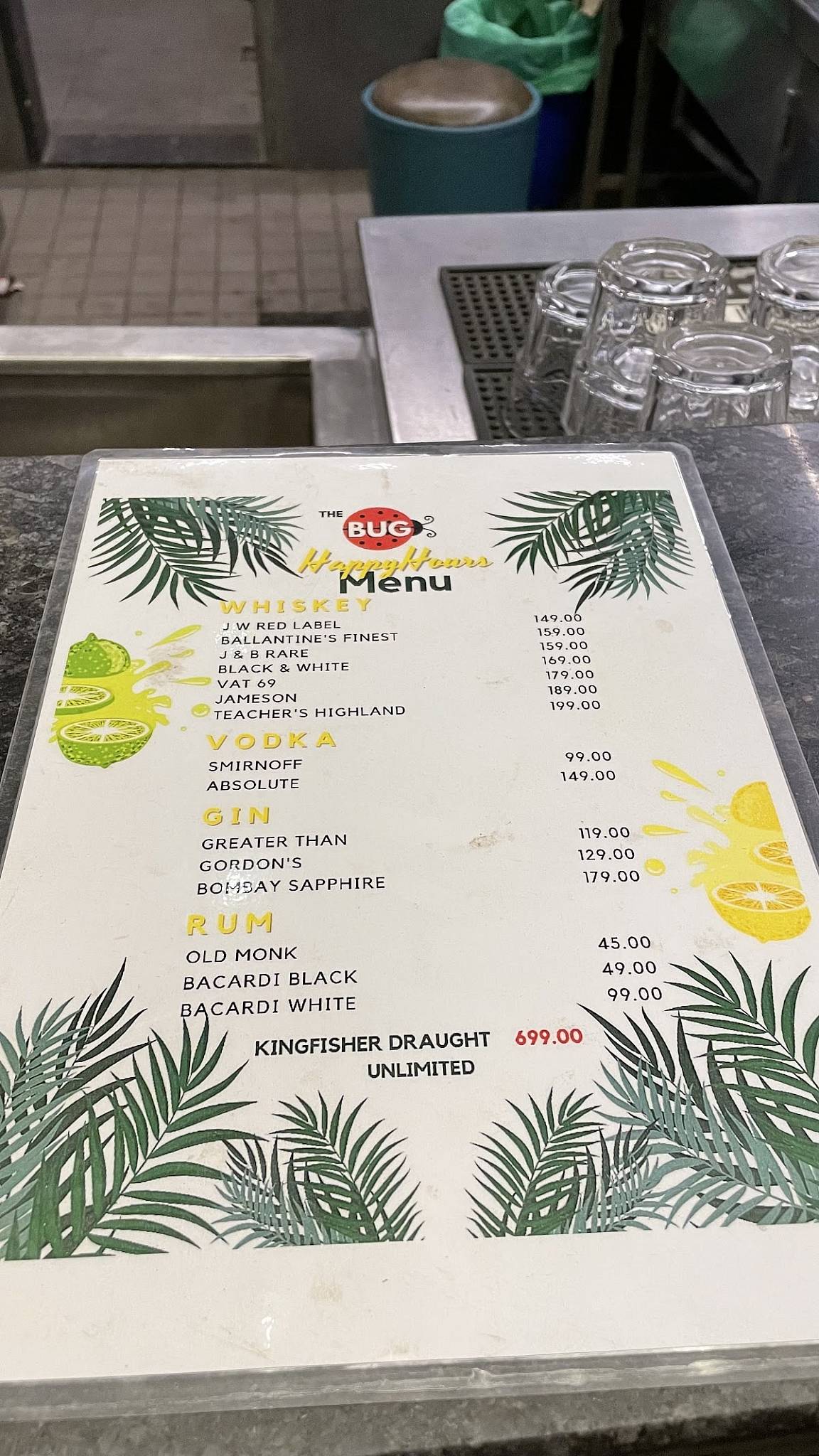 Menu at BUG & BASS, Pune