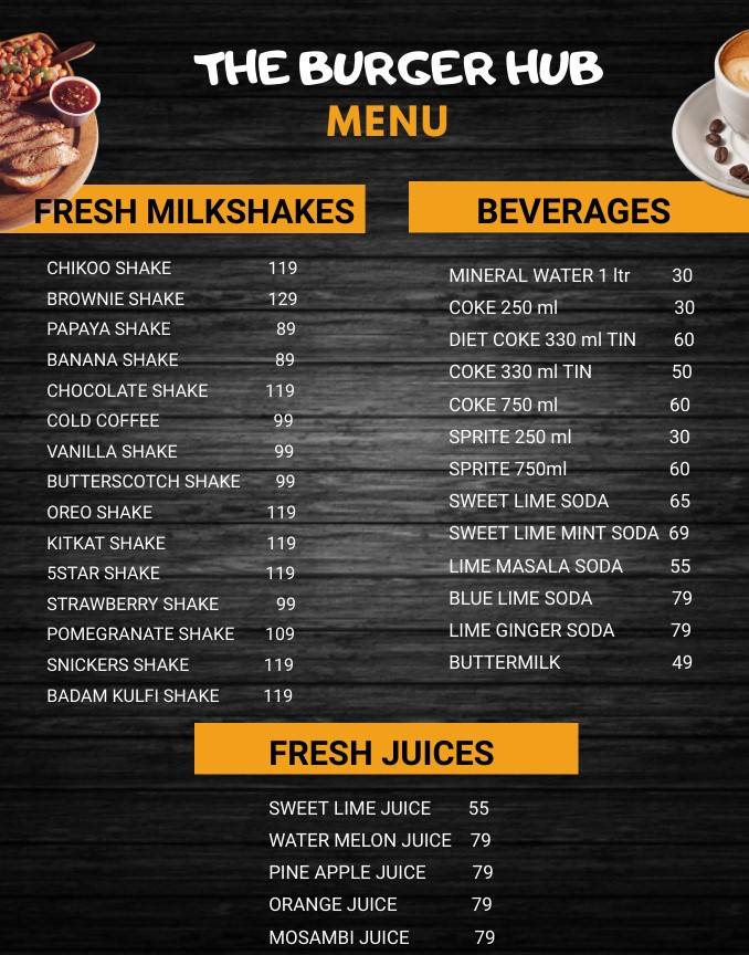 Menu at The Burger Hub, Bengaluru, 189