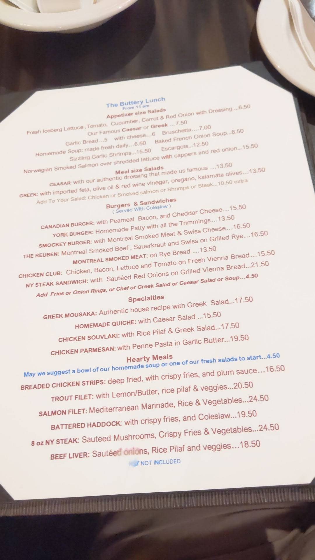 Menu at The Buttery Restaurant, Newmarket