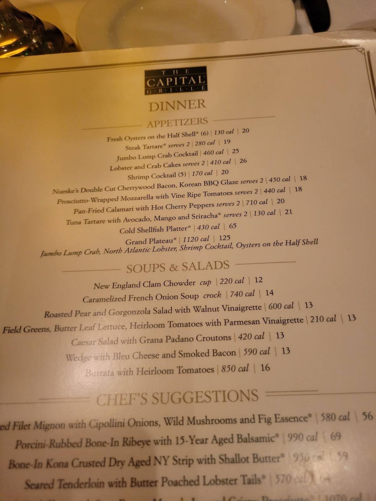 Menu at The Capital Grille pub & bar, Boca Raton