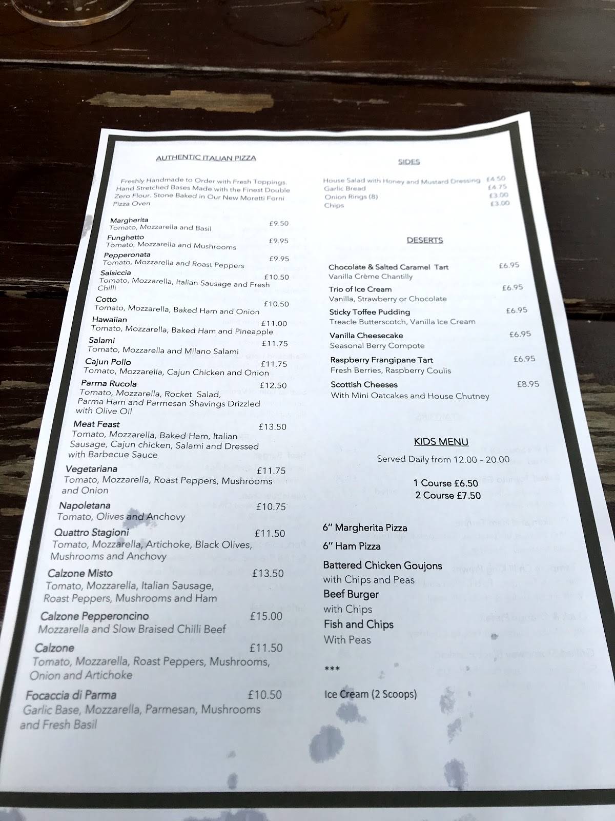 Menu at The Coach House pub & bar, Pitlochry