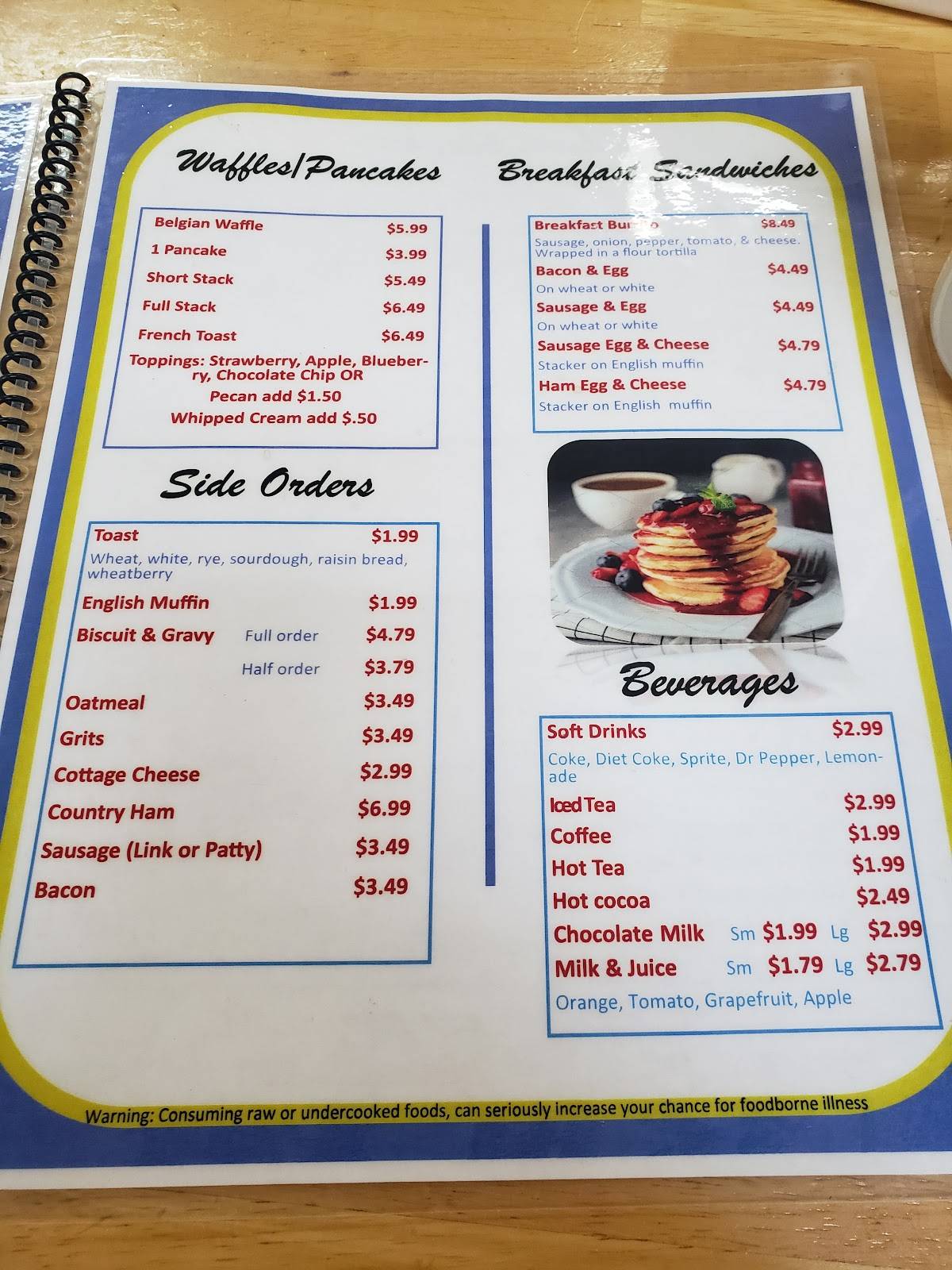 Menu at The Cozy Kitchen restaurant, Mountain Home