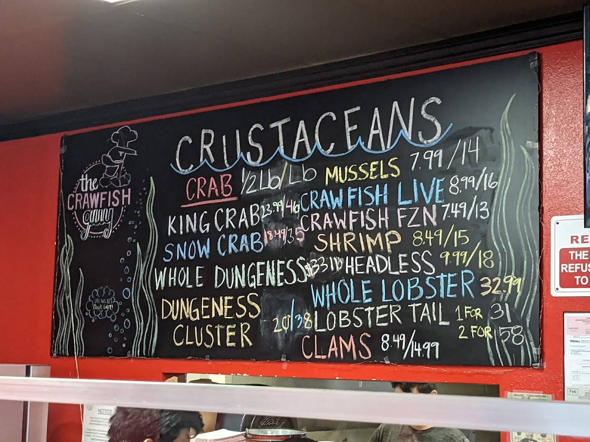 Menu at The Crawfish Guy restaurant, Fresno