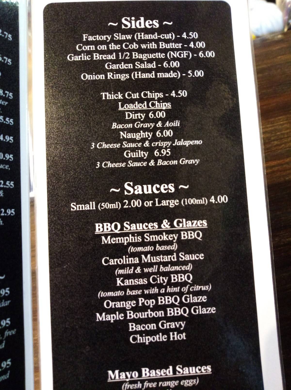 Menu at The Factory Smokehouse and Grill restaurant, Rotorua, 170 Old ...