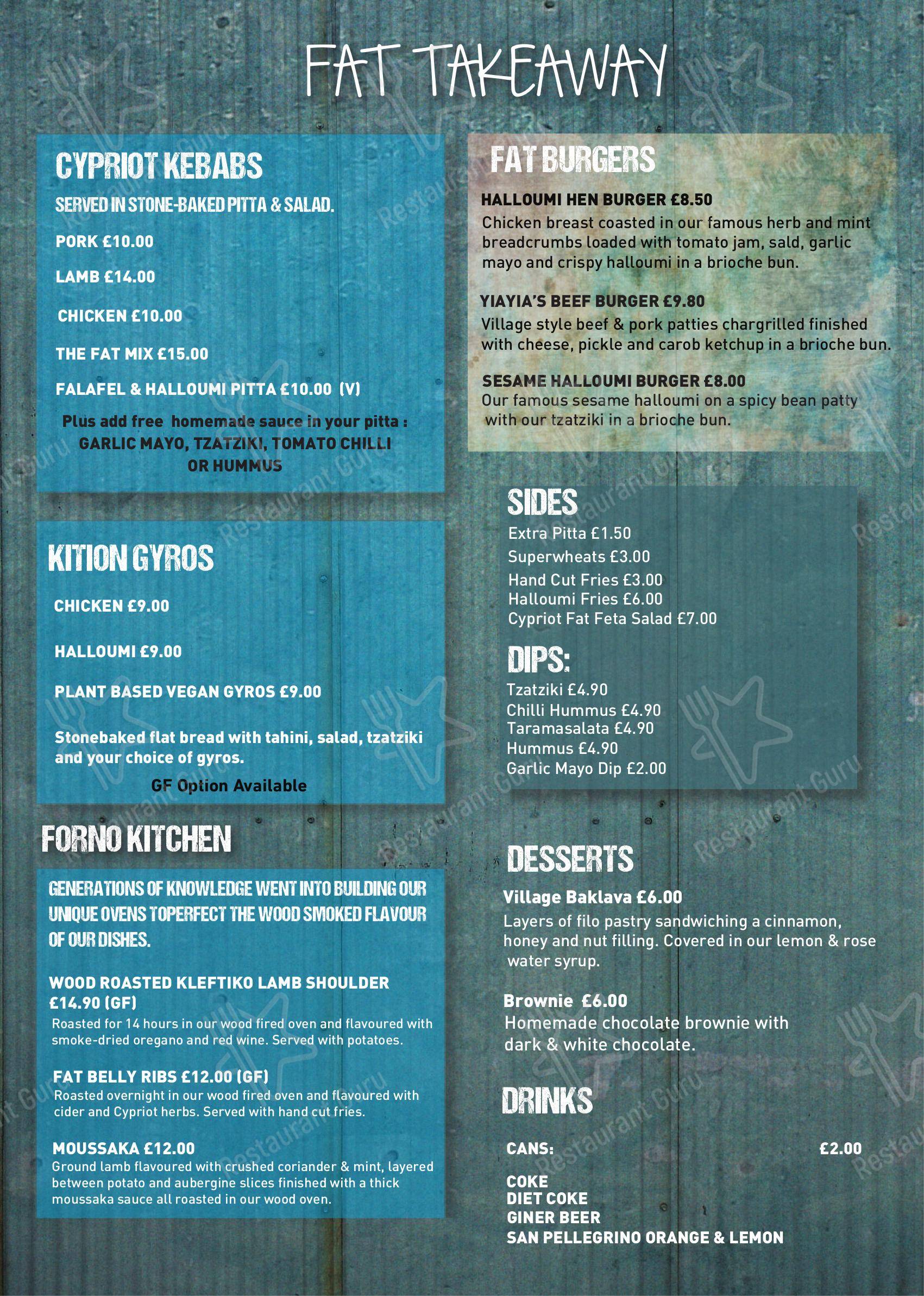 Menu at The Fat Greek Taverna restaurant, Worthing