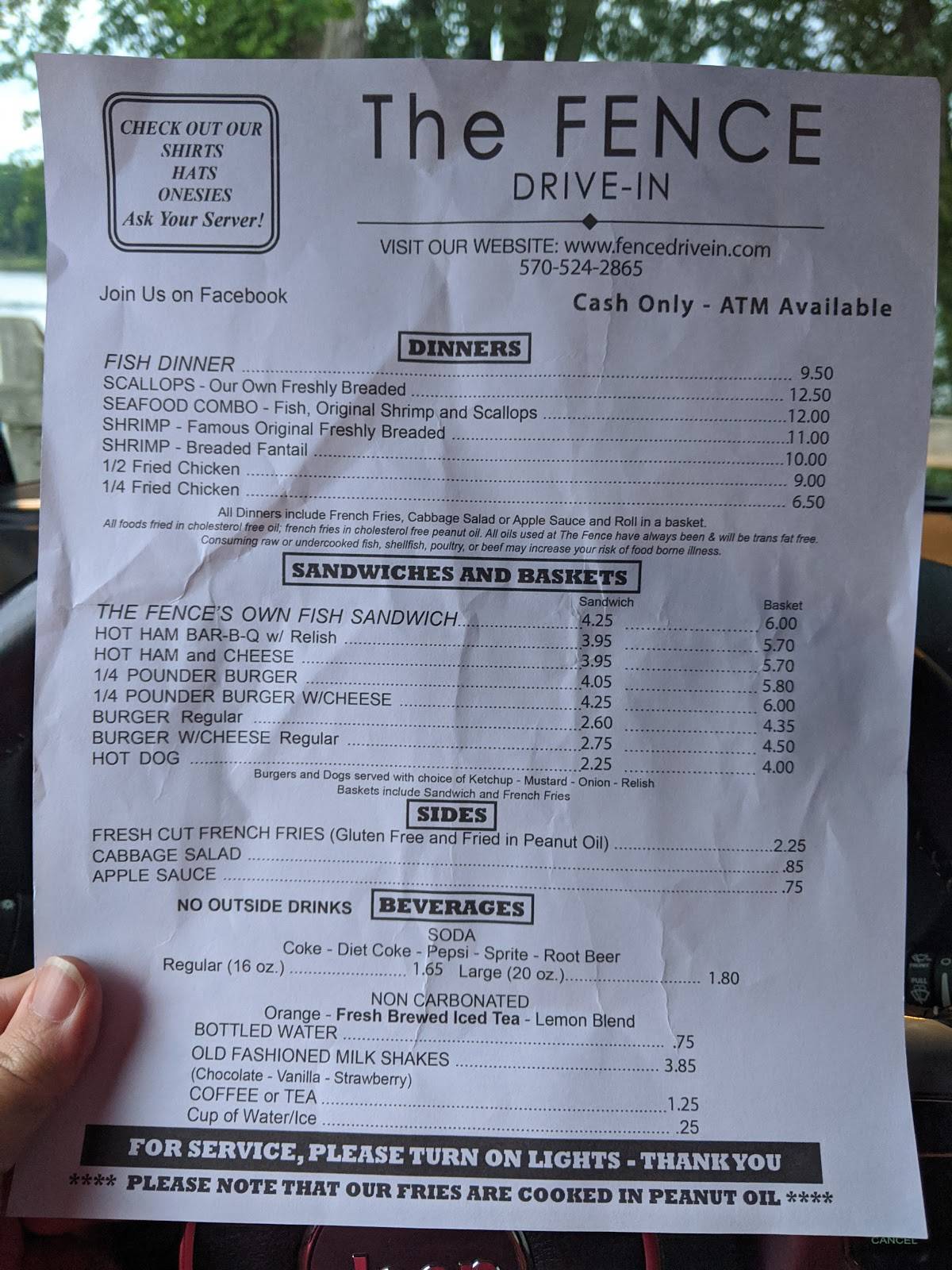 Menu at The Fence Drive - In restaurant, Milton