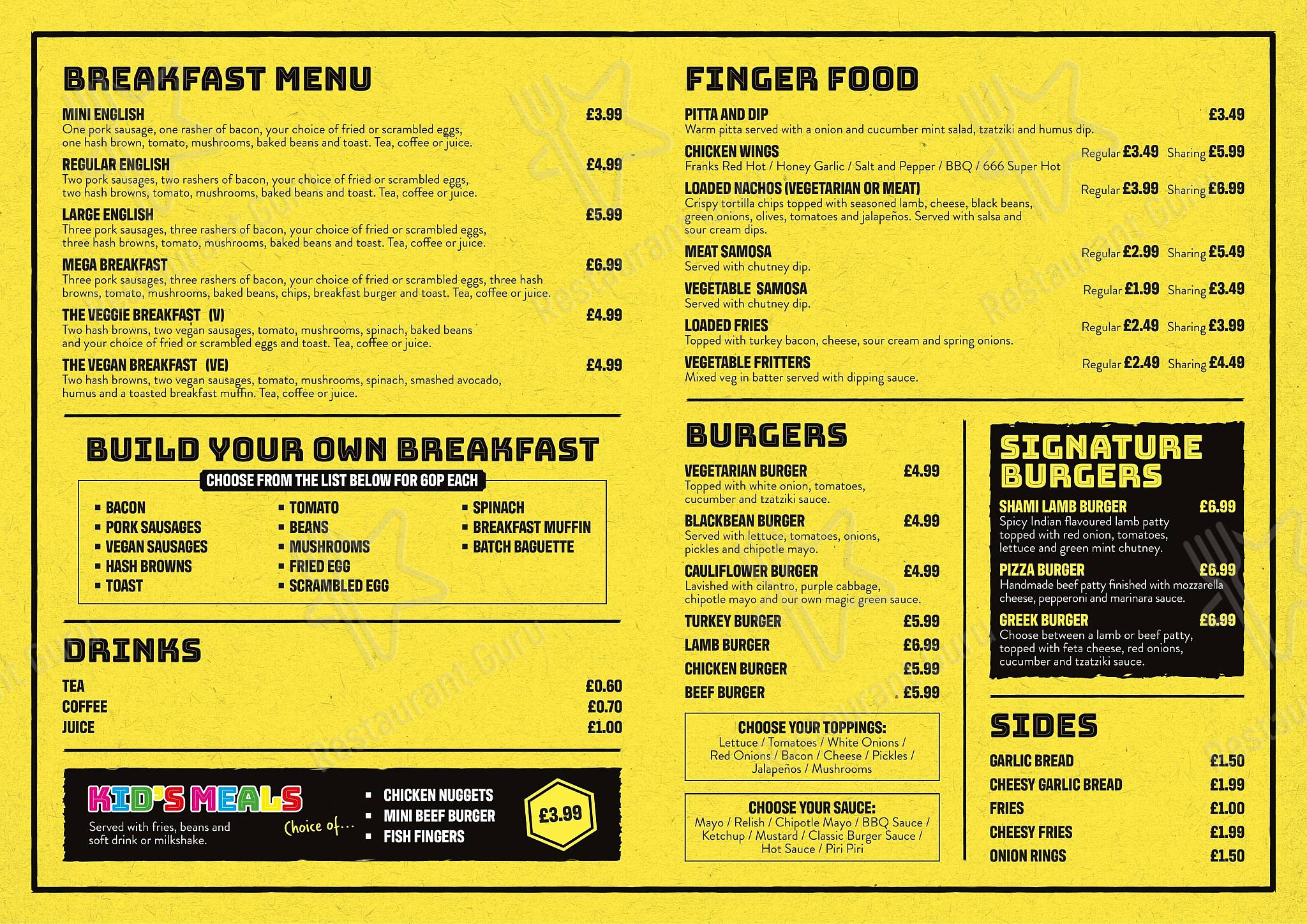 Menu at Final Score Sports & Burger Bar, Coventry