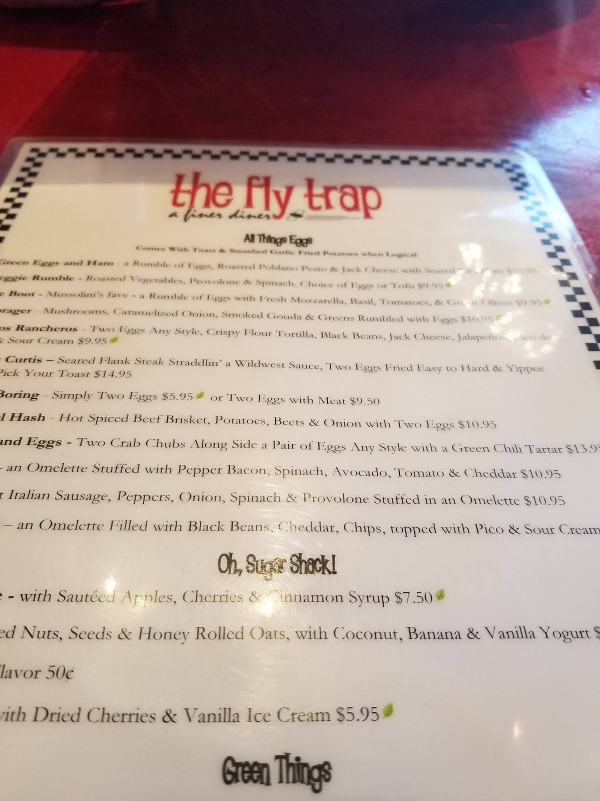 Menu at The Fly Trap a Finer Diner restaurant, Ferndale