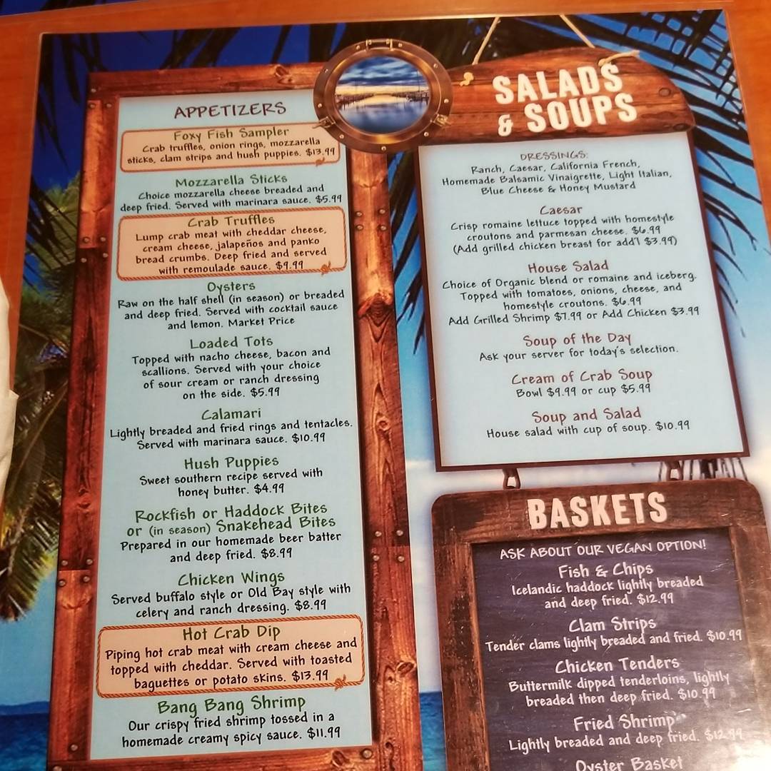 Menu at The Foxy Fish restaurant, Mechanicsville