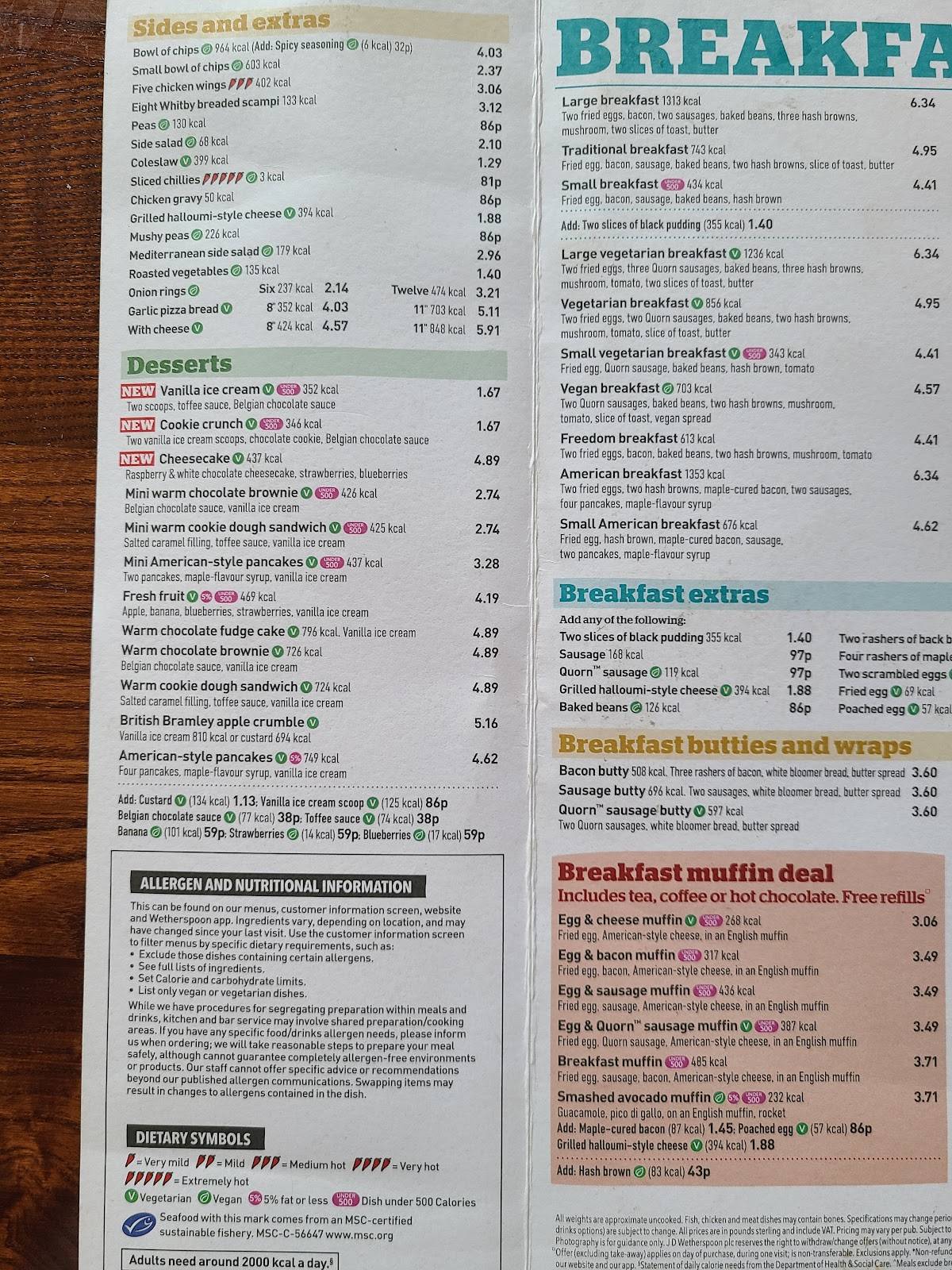 Menu at The Furze Wren - JD Wetherspoon pub & bar, Bexleyheath