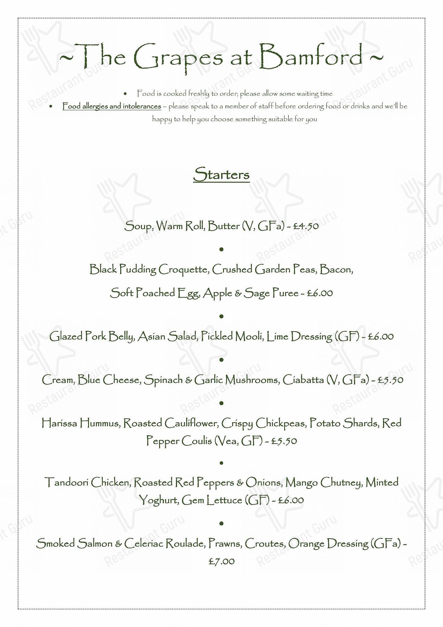 Menu at The Grapes at Bamford pub & bar, Rochdale, 69 Norden Rd