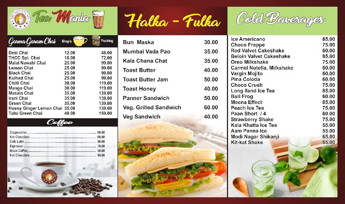 Menu at The Half Cup Cafe, New Delhi