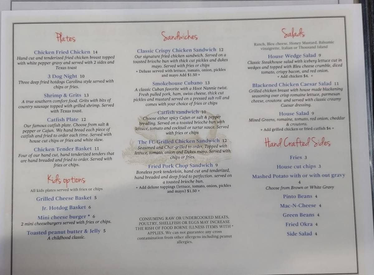 Menu at The Hoot Nannie pub & bar, Forest City