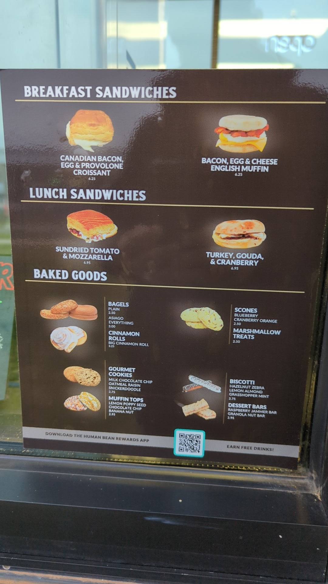 Menu at The Human Bean, Sterling