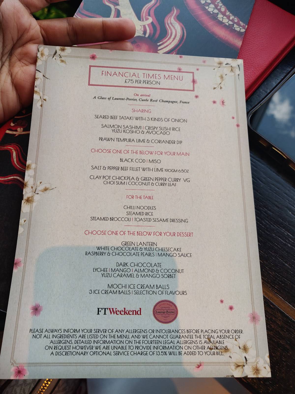 Menu at The Ivy Asia St Paul's restaurant, London
